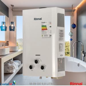 Aquecedor Rinnai M09 de 9,0 litros Exaustão natural | CONFORMAX